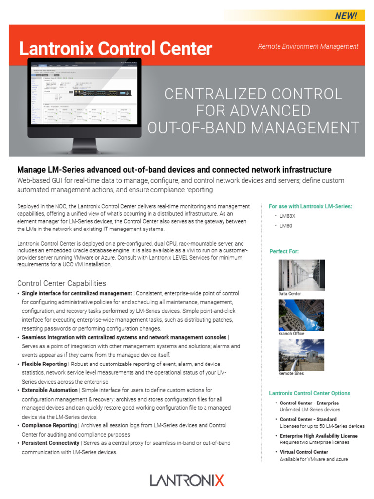 Lantronix Control Center Product Brief 1 | PDF | Computer Network | Server (Computing)