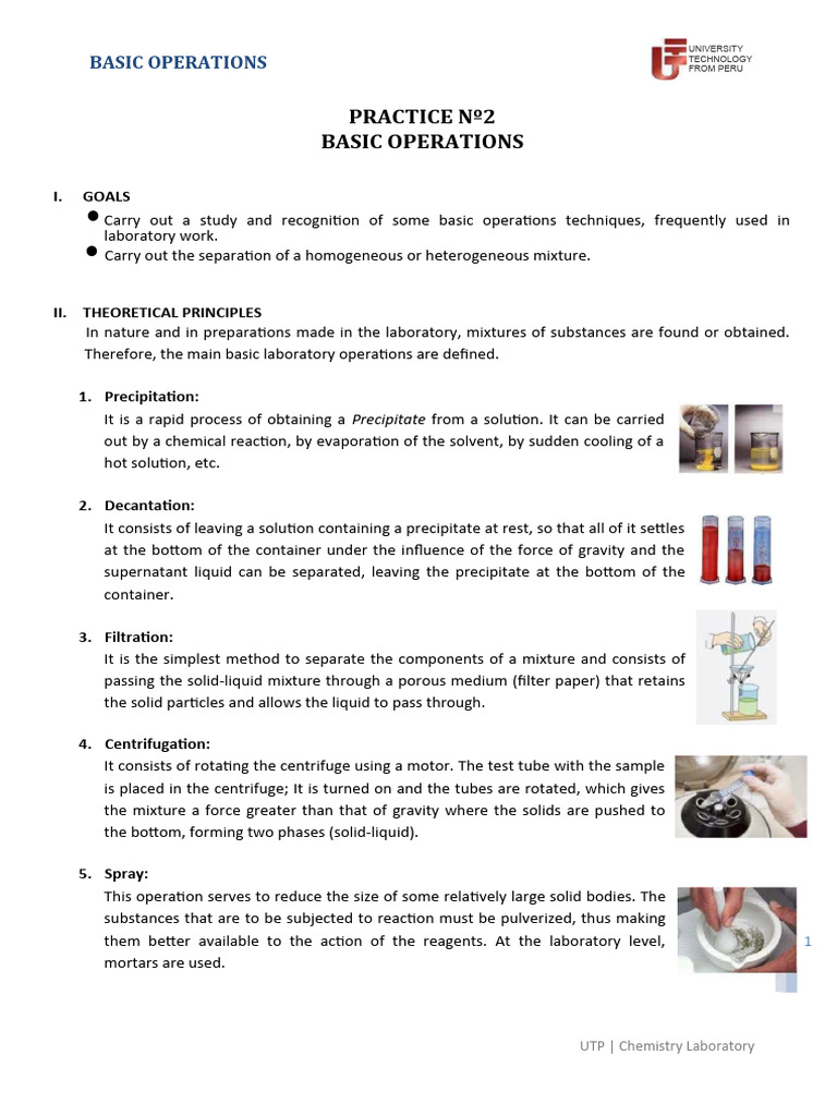 Practice Nº2 Basic Operations | PDF | Mixture | Precipitation (Chemistry)