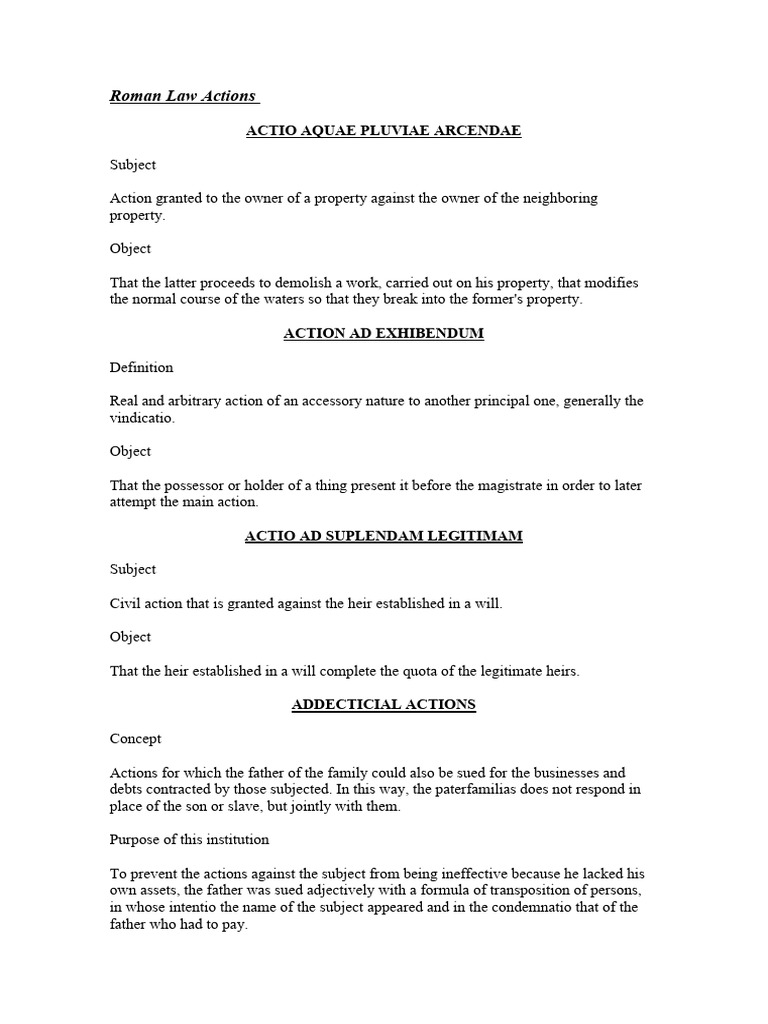 Overview of Roman Law Actions | PDF | Civil Law (Legal System ...