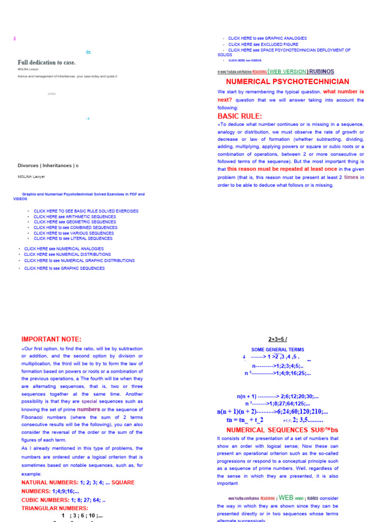 Graphic and Numerical Psychotechnical Solved Exercises in PDF and VIDEOS | PDF | Mathematics ...