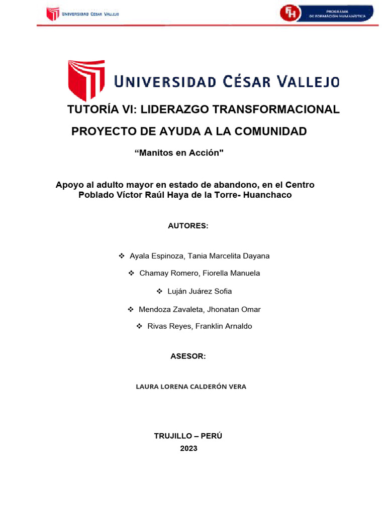 PROYECTO PARA LA COMUNIDAD - EQUIPO 8 | PDF | Vejez | Adultos