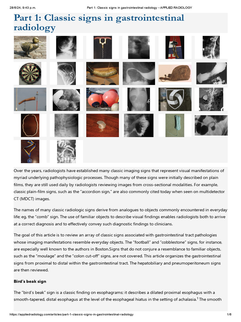 Part 1 - Classic Signs in Gastrointestinal Radiology - APPLIED ...