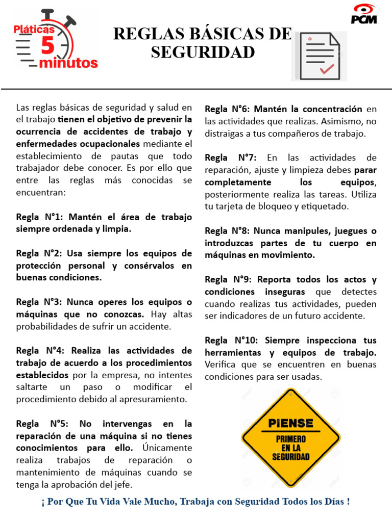 10 Reglas Básicas de Seguridad | PDF