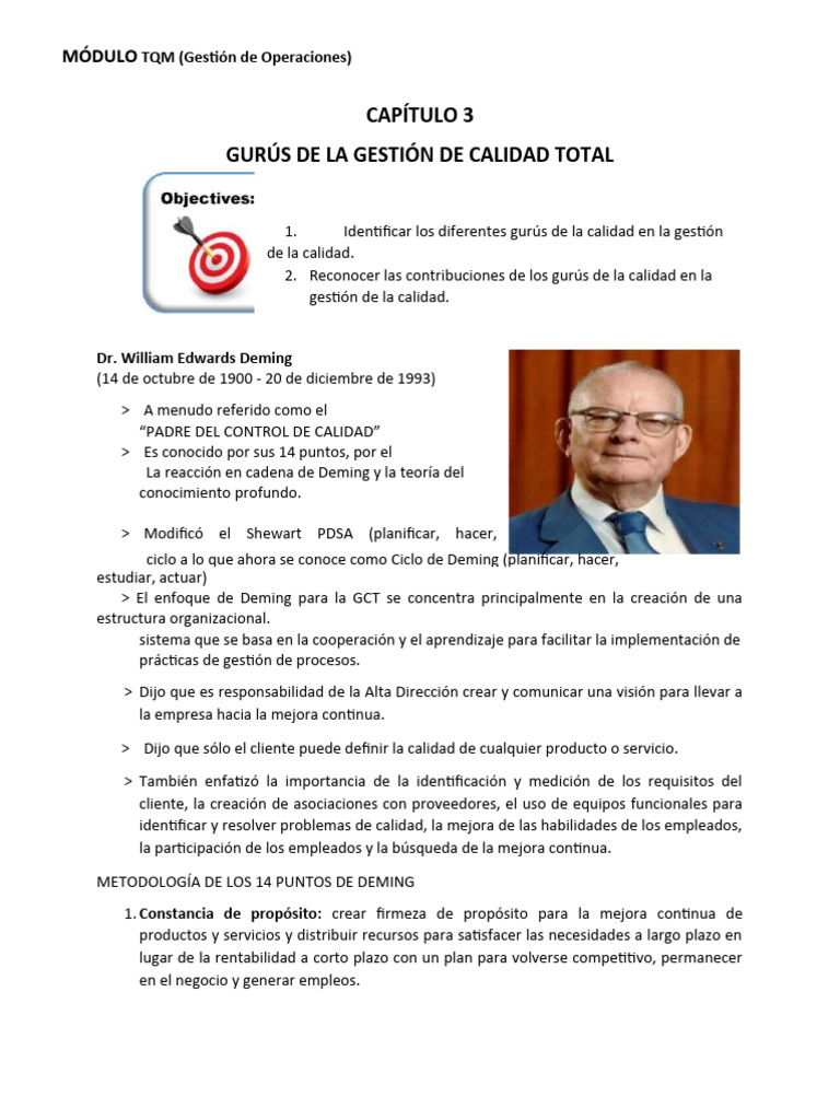 Capítulo 3 Gurús de La Gestión de La Calidad Total | PDF | Calidad (comercial) | Gestión de la ...