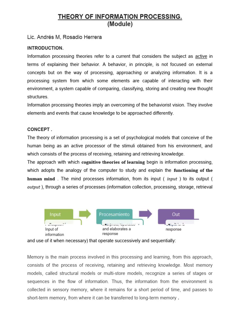 Theory of Information Processing | PDF | Memory | Learning