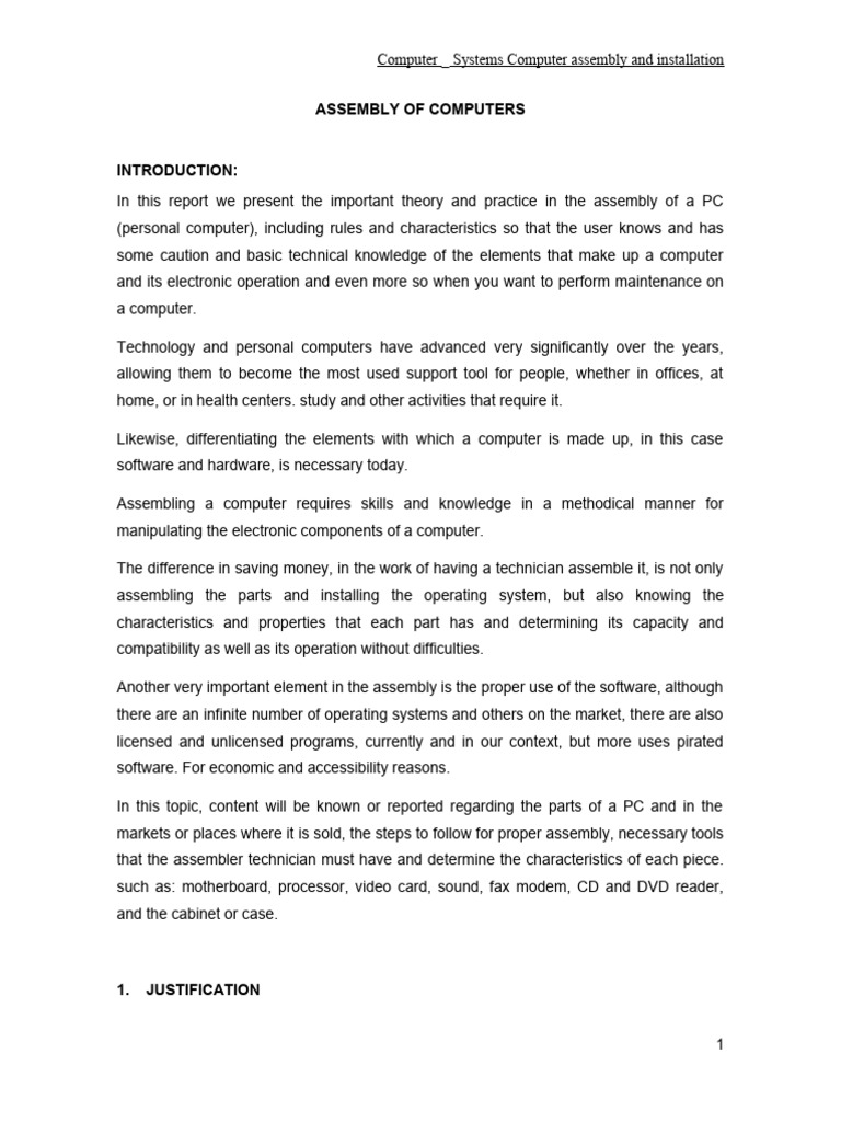Computer Assembly Report | PDF | Personal Computers | Computer Hardware