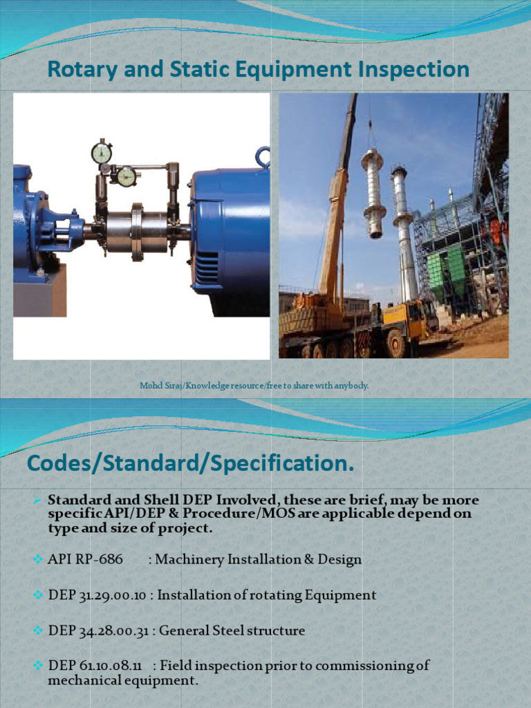 Rotating and Static Equipment Inspection Guide | PDF | Mechanical ...