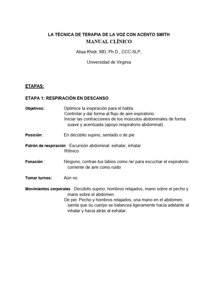Manual Clínico de La Técnica Smith Accent de Terapia de La Voz ...