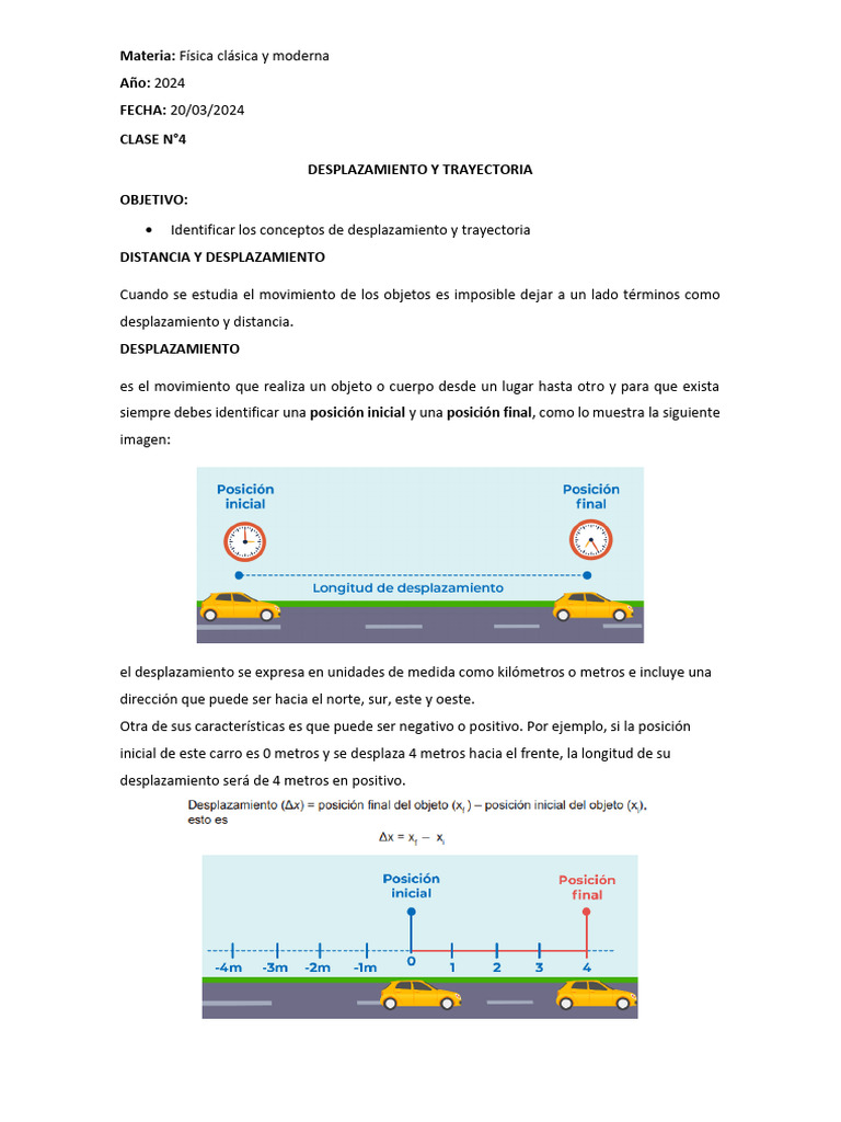 Clase N°4 - Trayectoria y Desplazamiento | PDF | Viajes y turismo ...