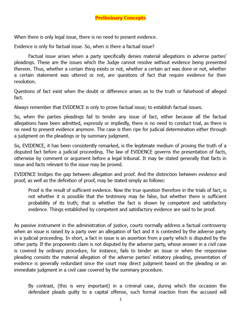 Understanding Evidence in Legal Proceedings | PDF | Evidence (Law ...