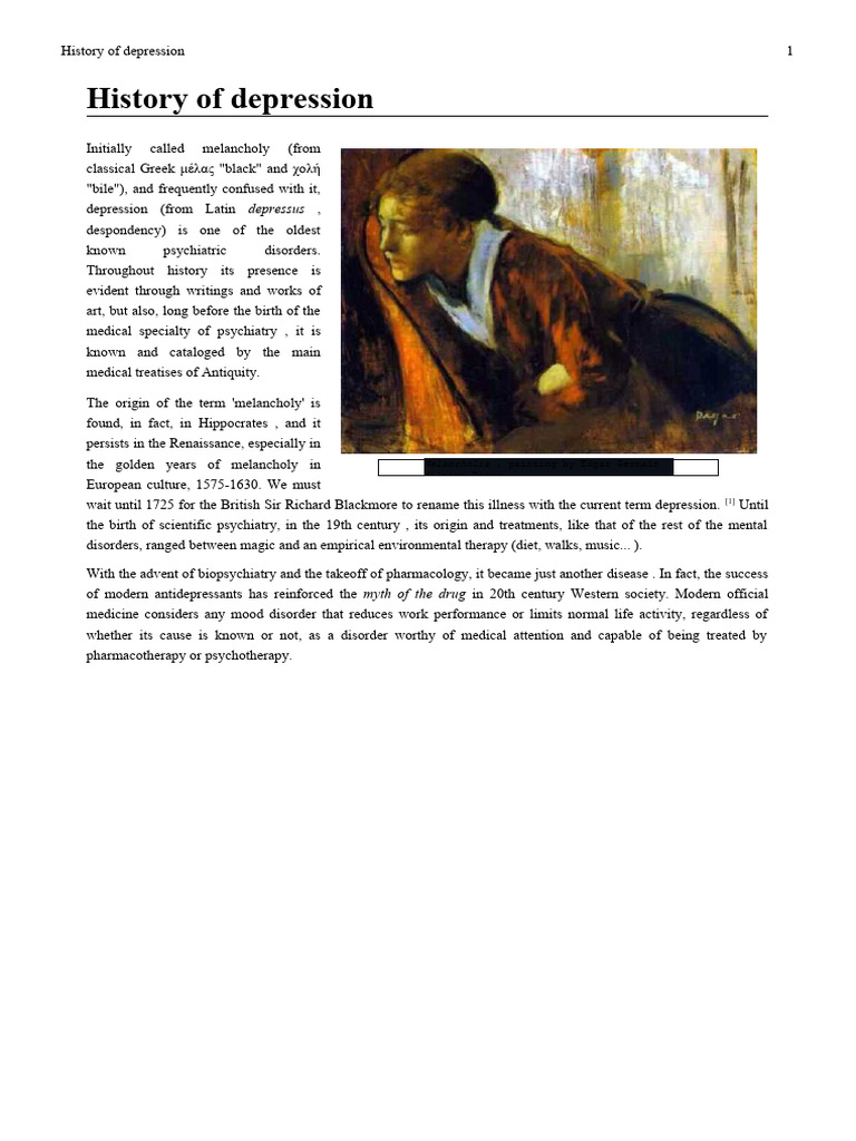 Evolution of Depression Through History | PDF