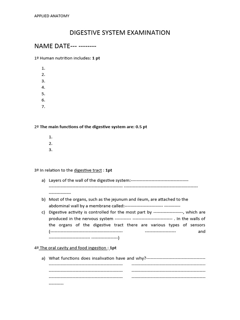 Digestive Exam Applied Anatomy | PDF | Human Digestive System ...