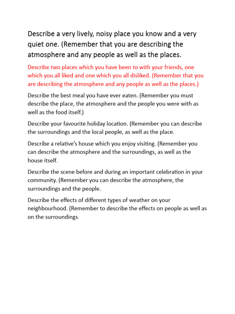 English Descriptive Writing Place | PDF