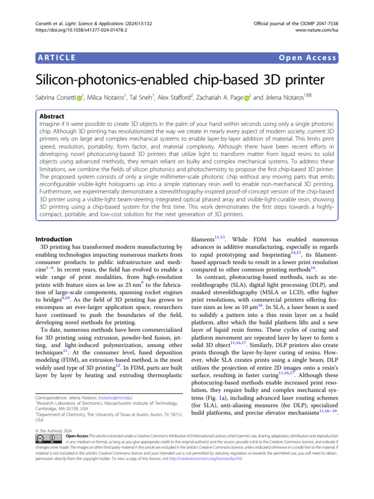 MIT Creates Coin-Sized Silicon-Photonics-Enabled Chip-Based 3D Printer ...