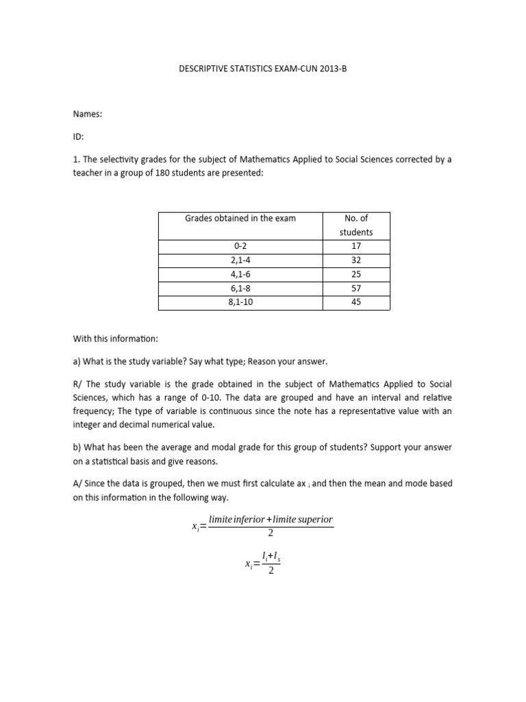 Descriptive Statistics Exam | PDF | Mode (Statistics) | Coefficient Of Variation