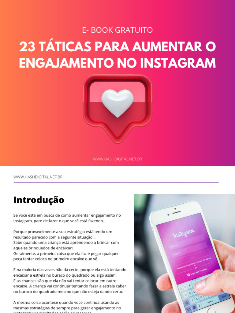 23 Dicas para Aumentar Engajamento no Instagram | PDF | Hashtag | Facebook