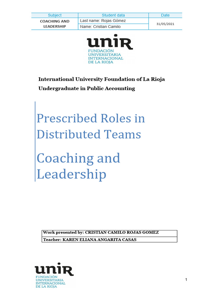 Prescribed Roles in Distributed Teams - Cristian Camilo Rojas Gomez ...
