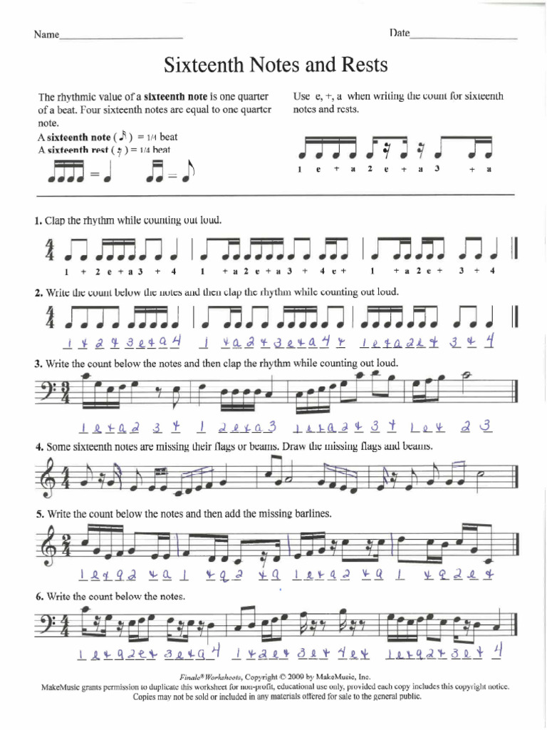 Sixteenth Notes and Rests | PDF