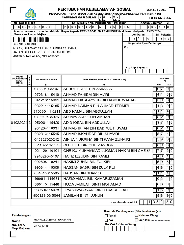 PR Socso Borang8a | PDF