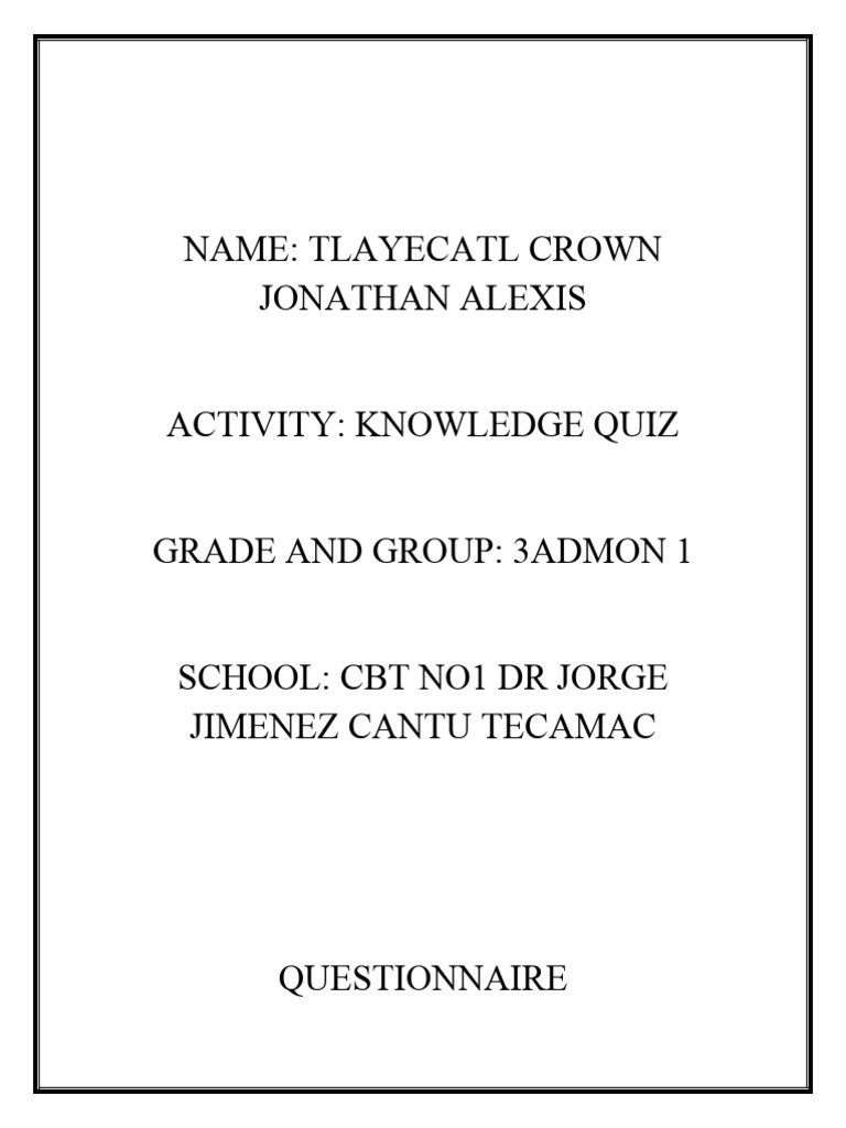 Types of Knowledge Questionnaire | PDF | Knowledge | Thought
