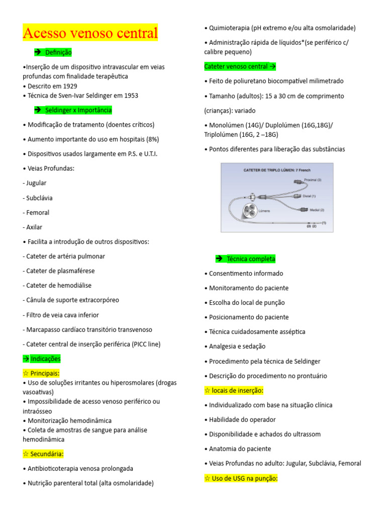 Acesso Venoso Central | PDF | Veia | Remédio