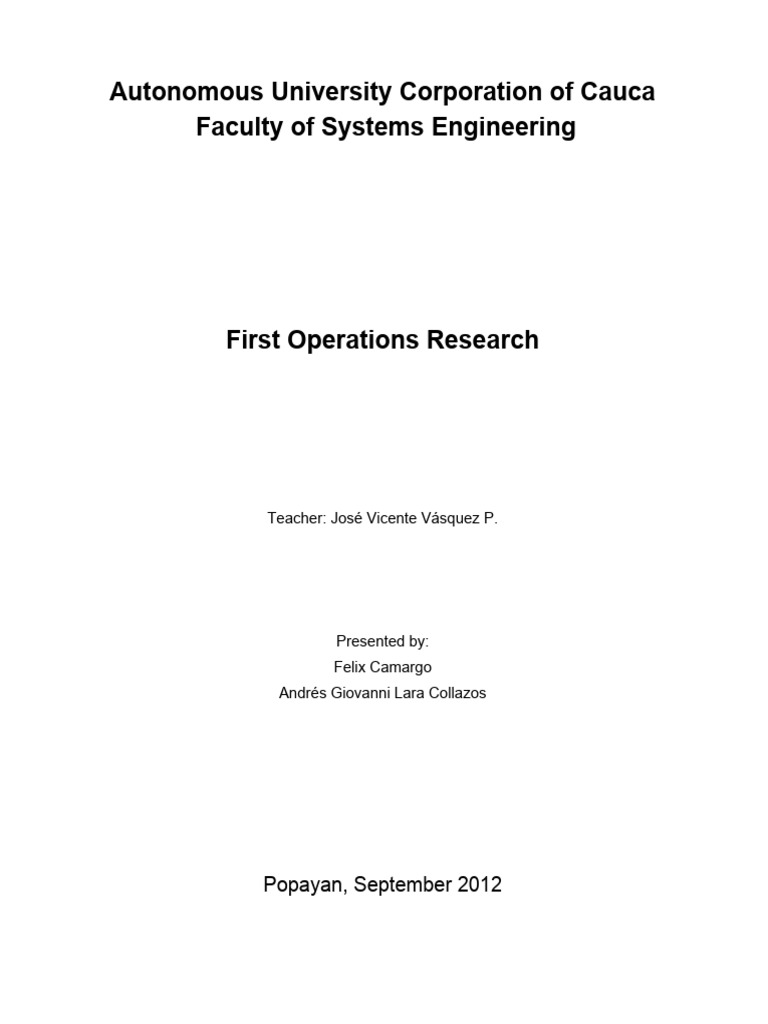 First Operations Investigation 2 | PDF | Operations Research | Mathematics