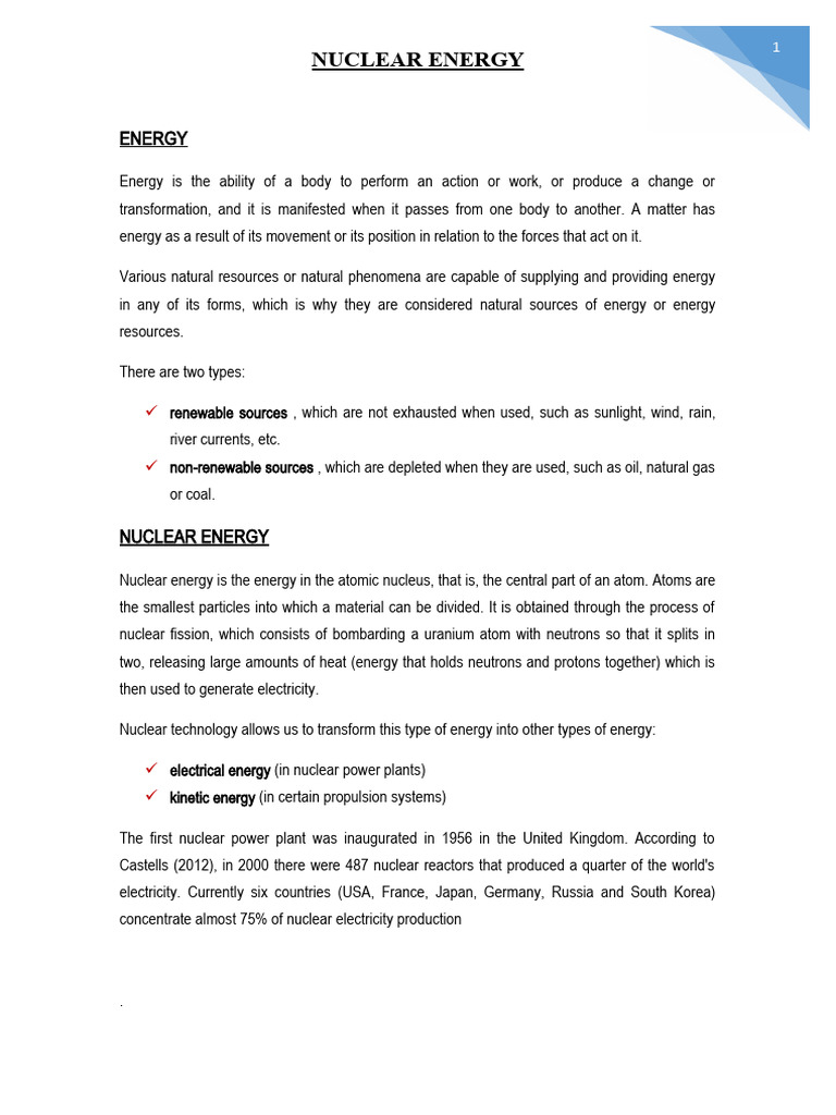Nuclear Energy Report | PDF | Nuclear Power | Radioactive Waste
