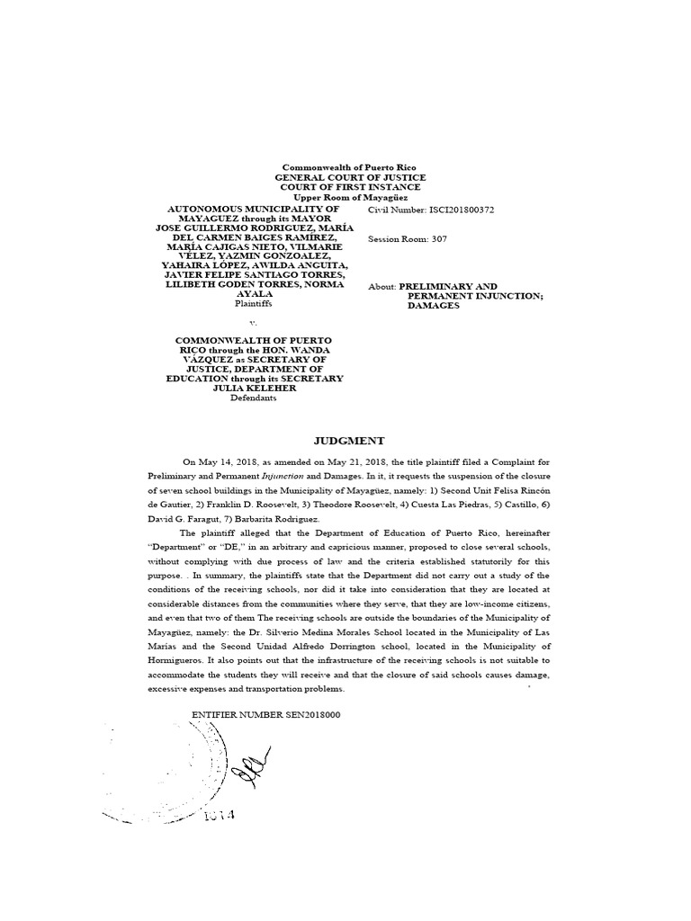 Rulings Department of Education Cases | PDF | Injunction | Lawsuit