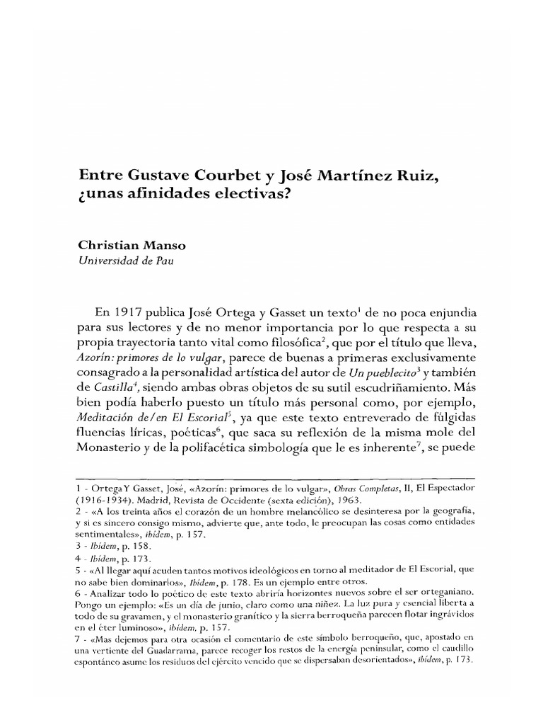 Entre Gustave Courbet y Jose Martinez Ruiz Unas Afinidades Electivas ...