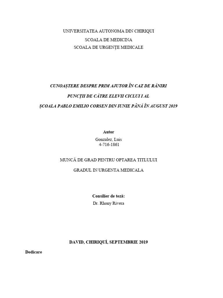 Teză de Prim Ajutor | PDF