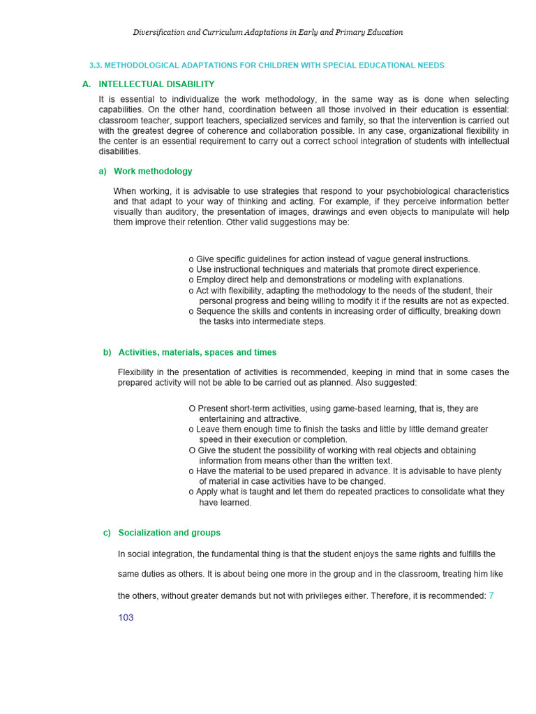 Methodological Curricular Adaptations For Children With Special ...