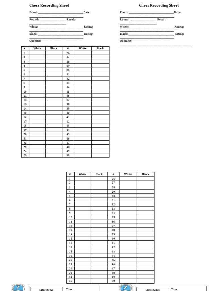 Chess Recording Sheet | PDF | Chess