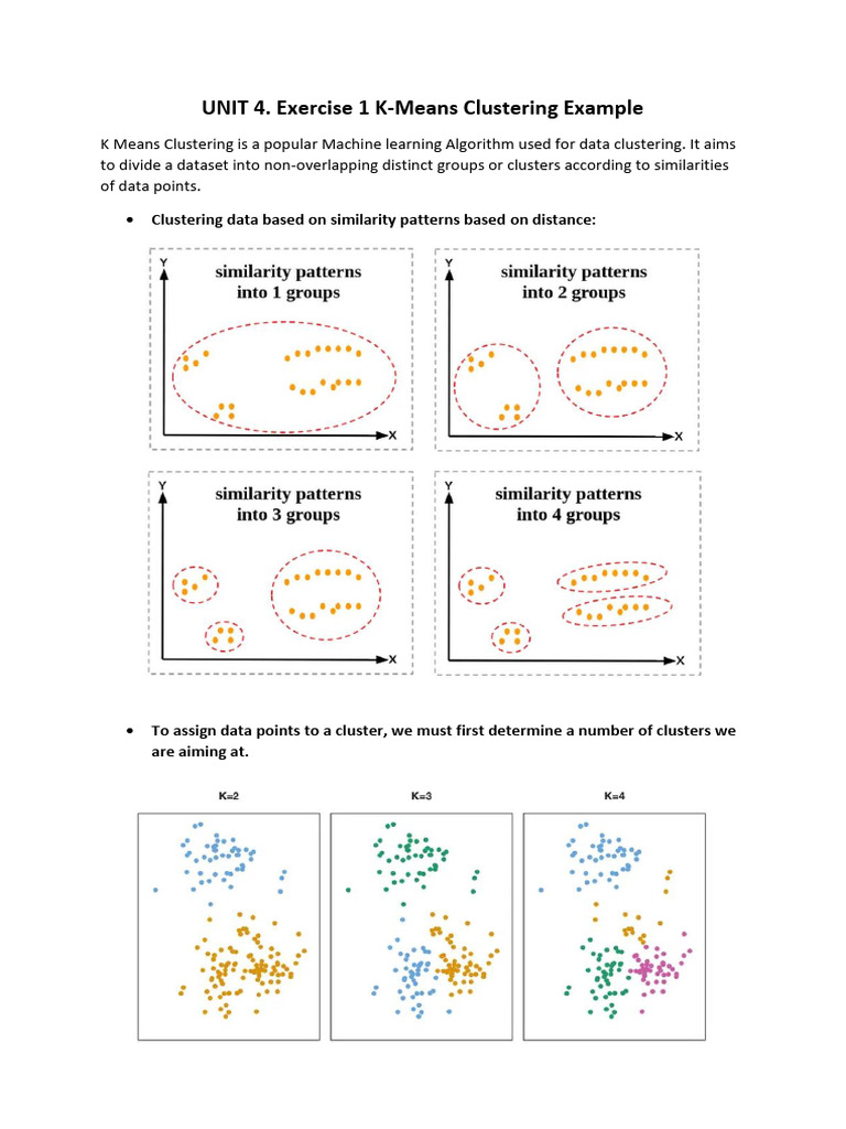 UNIT 4. Exercise | PDF | Cluster Analysis | Algorithms