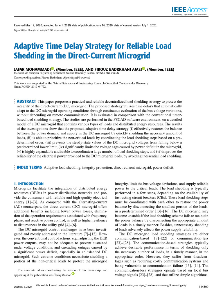 Adaptive Time Delay Strategy For Reliable Load Shedding in The Direct ...