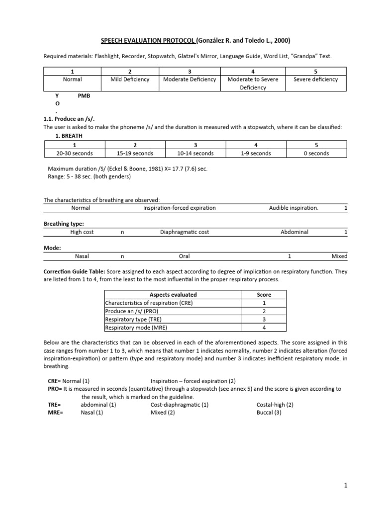 Speech Evaluation Protocol Instructions | PDF | Linguistics | Phonetics