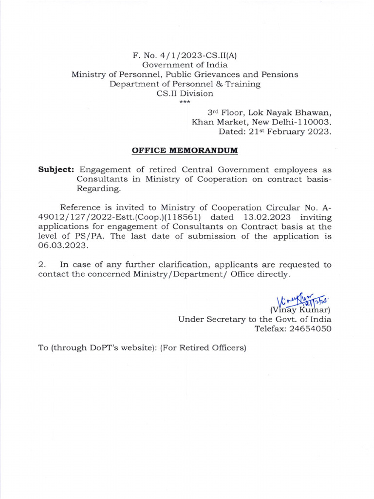 Rules For Contract Basis of Retired Govt. Employees | PDF | Finance ...