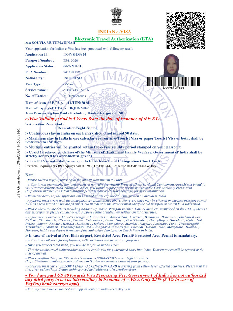 I004v8fdf824 Eta | PDF | Travel Visa | Passport