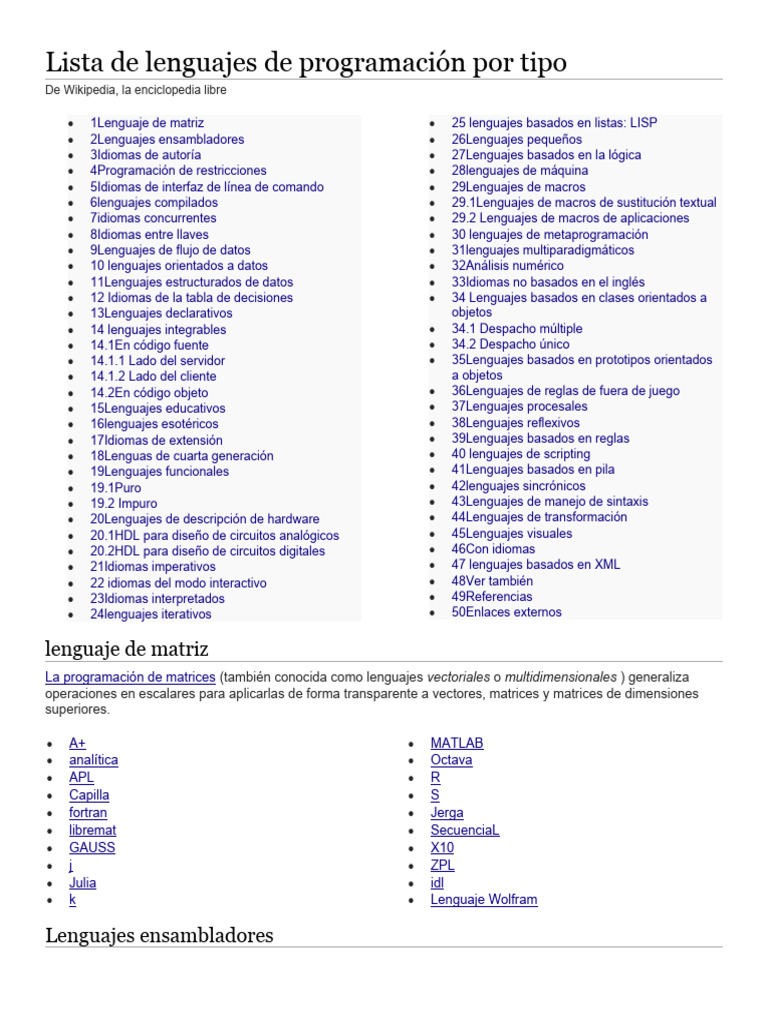 Lista de Lenguajes de Programación Por Tipo | PDF | Lenguaje de ...