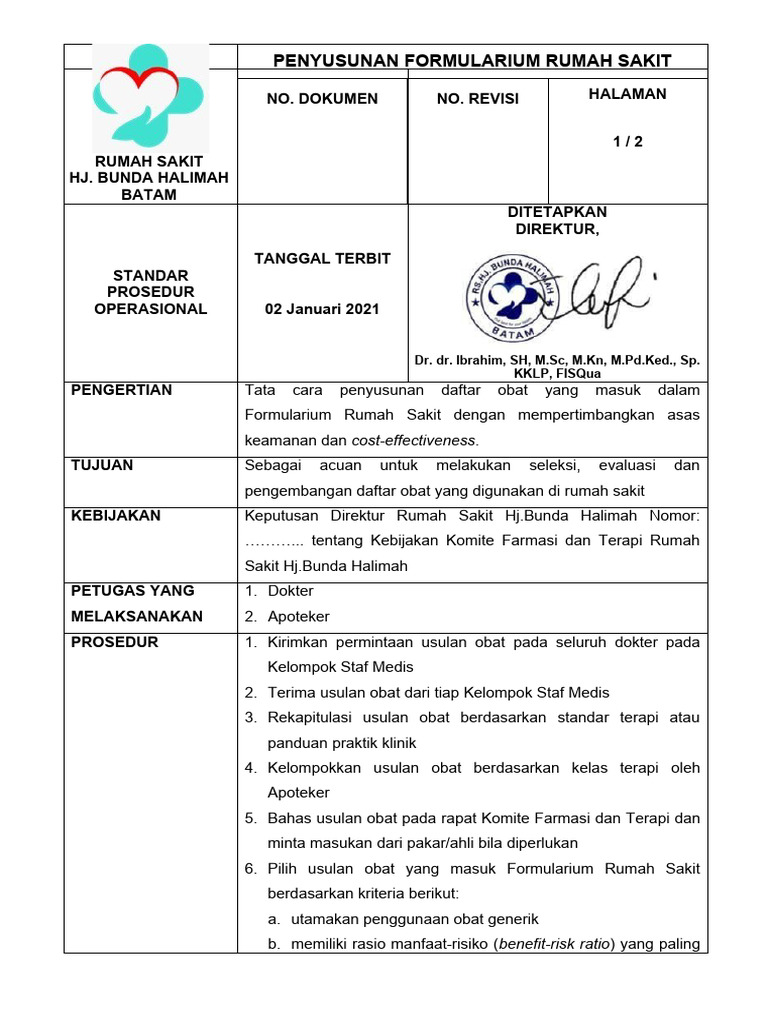 Spo 1227 Penyusunan Formularium Rumah Sakit | PDF