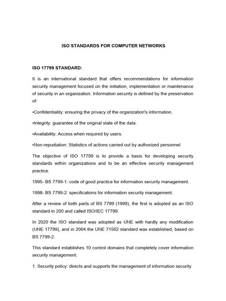 ISO Standards For Computer Networks. | PDF | Information Security | Information