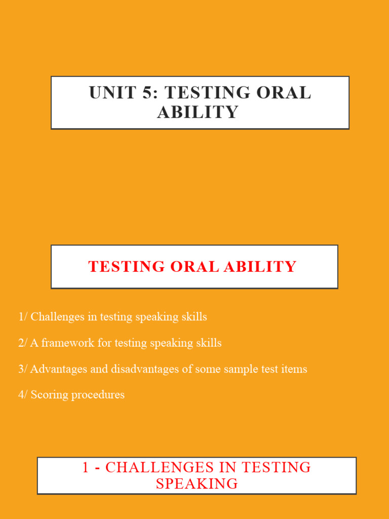 Testing Oral Ability Framework Guide | PDF | Fluency | International ...