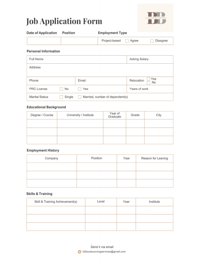 B2B_Professional Job Application Form_2023 | PDF