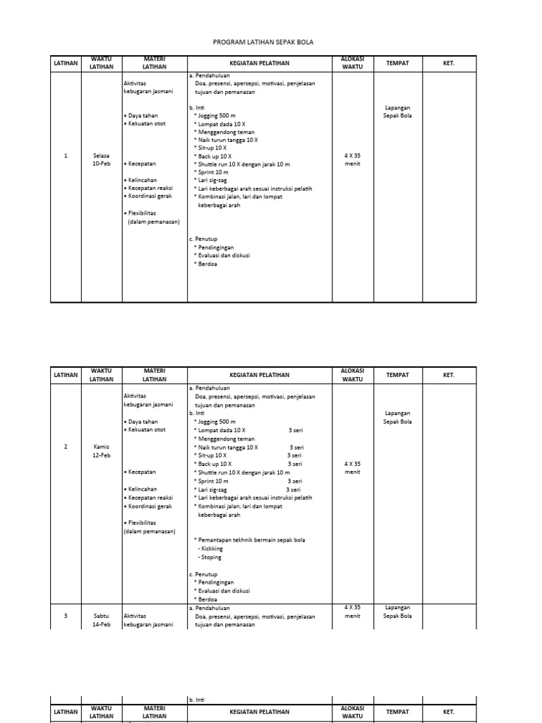 Program Latihan Sepak Bola | PDF