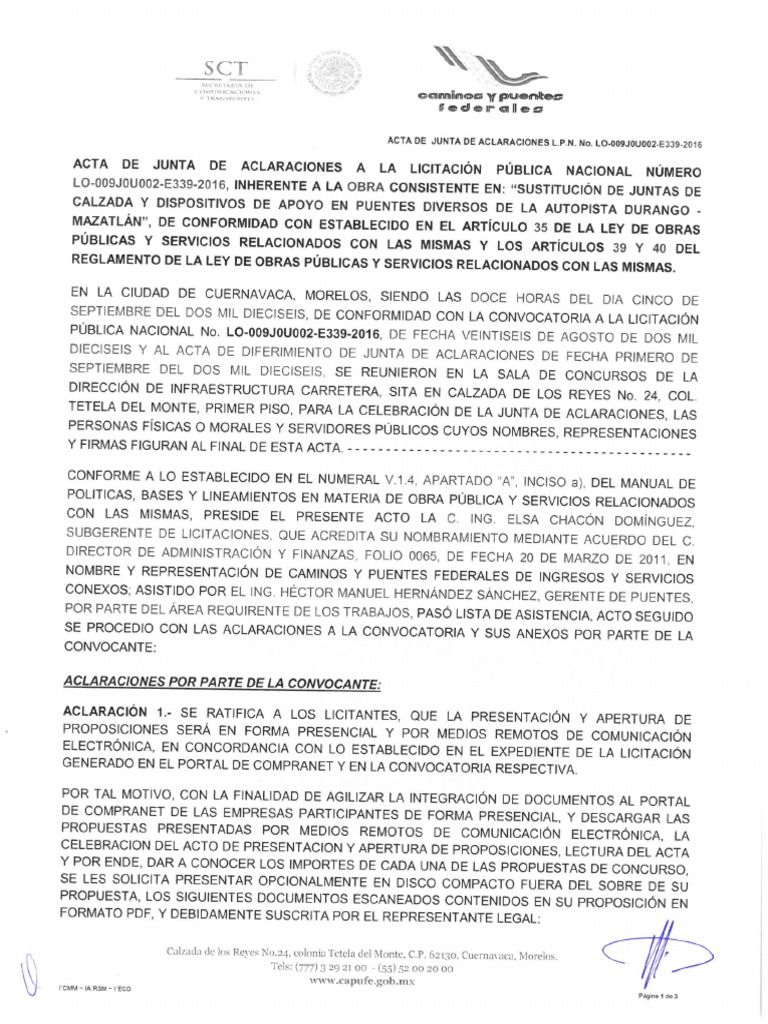 Junta Aclaraciones E339 | PDF