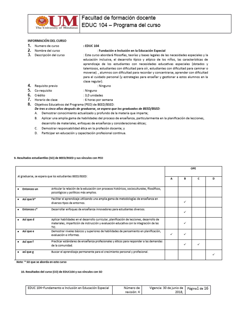 Educ 104 - Fundación e Inclusión en La Educación Especial | PDF | Instrucción diferenciada ...
