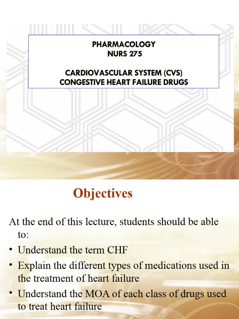 Lecture13-Congestive Heart Failure Drugs | PDF | Heart | Heart Failure
