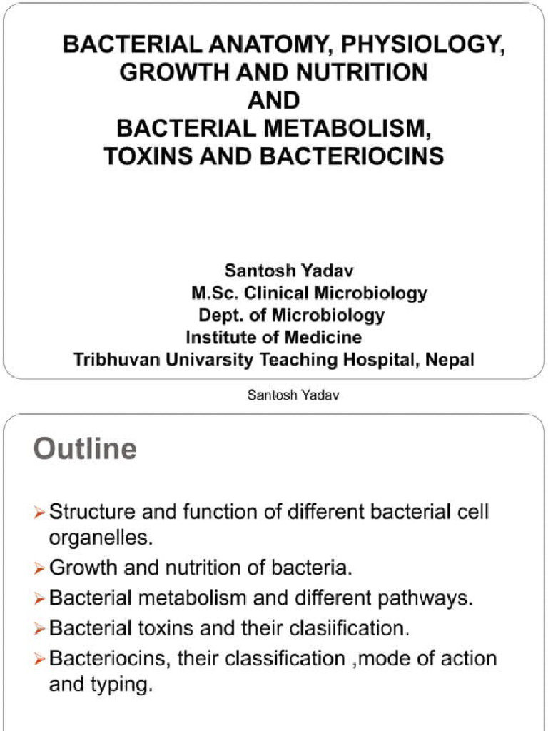 Bacterial Anatomy and Physiology and Toxins | PDF