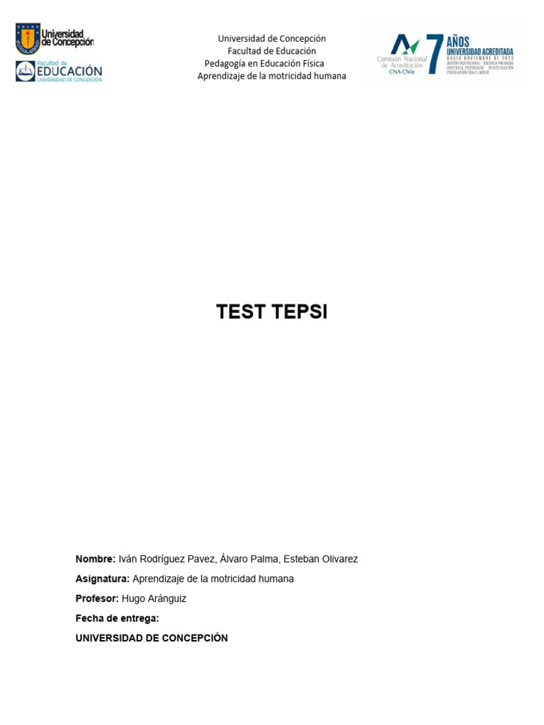 El Test Tepsi | PDF | Educación de la primera infancia | Aprendizaje