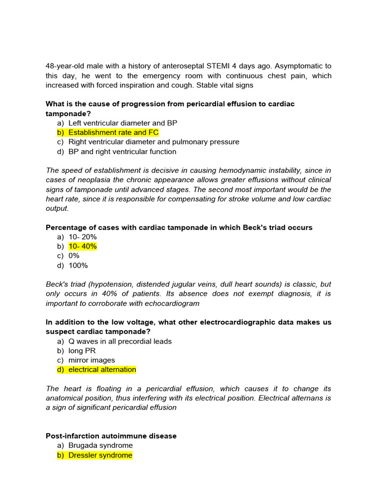Cardiology Question Bank | PDF | Heart | Cardiology