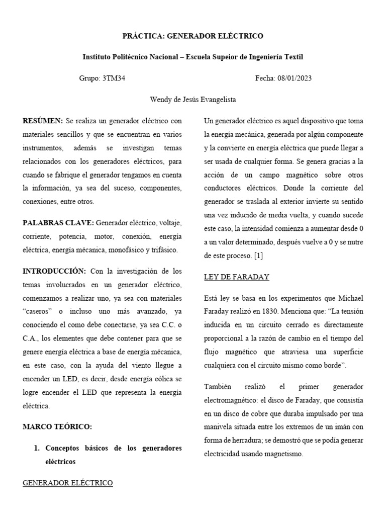 Generador Eléctrico | PDF | Generador eléctrico | Inductor